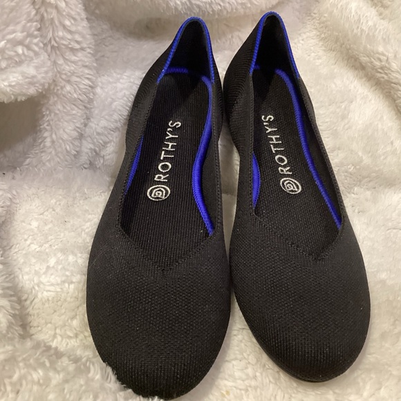 Rothy's | Shoes | Rothys The Flat Black Solid Knit Fabric Ballet Flats ...